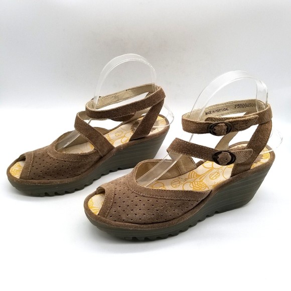 Fly London | Shoes | Fly London Women Yaxi Wedge Beige Suede Sandals 38 ...